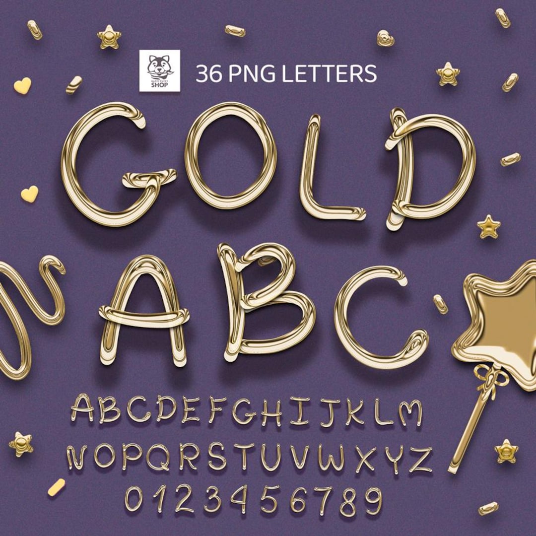 Gold Alphabet Clipart, Gold Letters Numbers Png, DIGITAL DOWNLOAD - Etsy