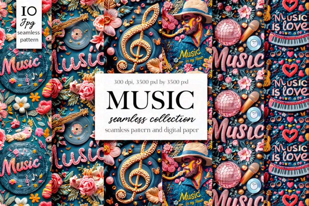 Music Seamless Pattern, Music Digital Papers, DIGITAL DOWNLOAD - Etsy
