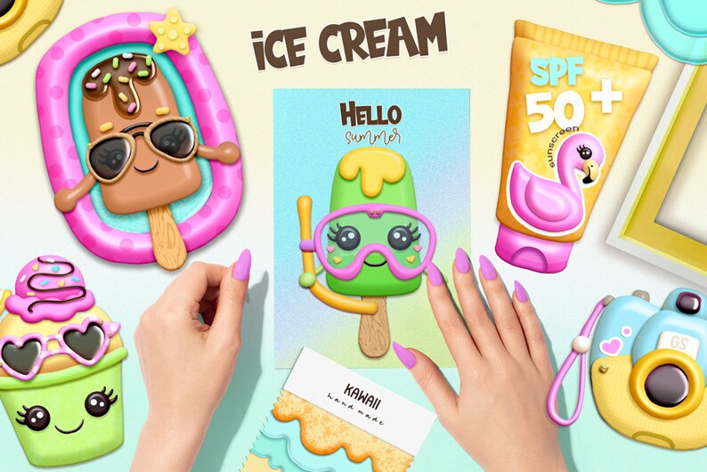Kawaii Ice Cream Clipart Popsicle Clip Art Summer Clip Art - Etsy