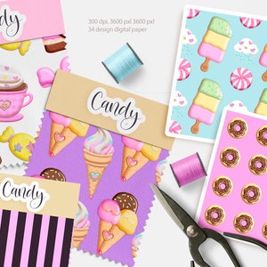 Candy Digital Paper, Candyland Clipart, Candy Shop Background Digital ...