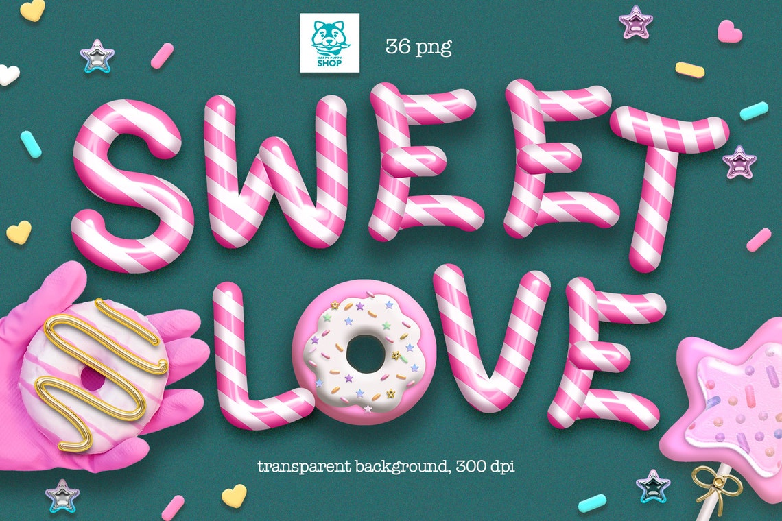 Candy Cane Letters Clipart Pink Alphabet Sweet Numbers Png Etsy