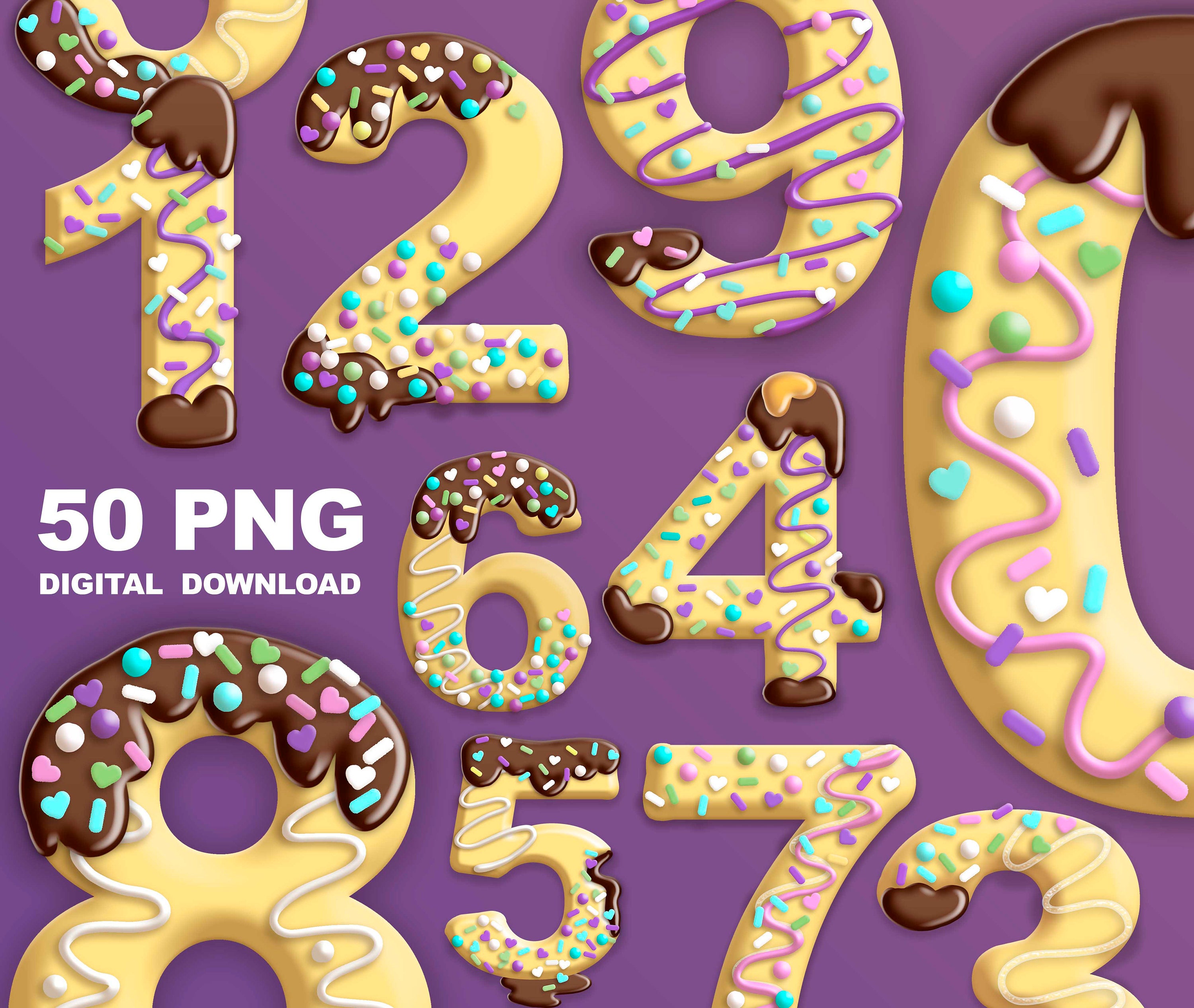Sweet Numbers Clipart, Sprinkles Clip Art, Dripping Frosting Font ...