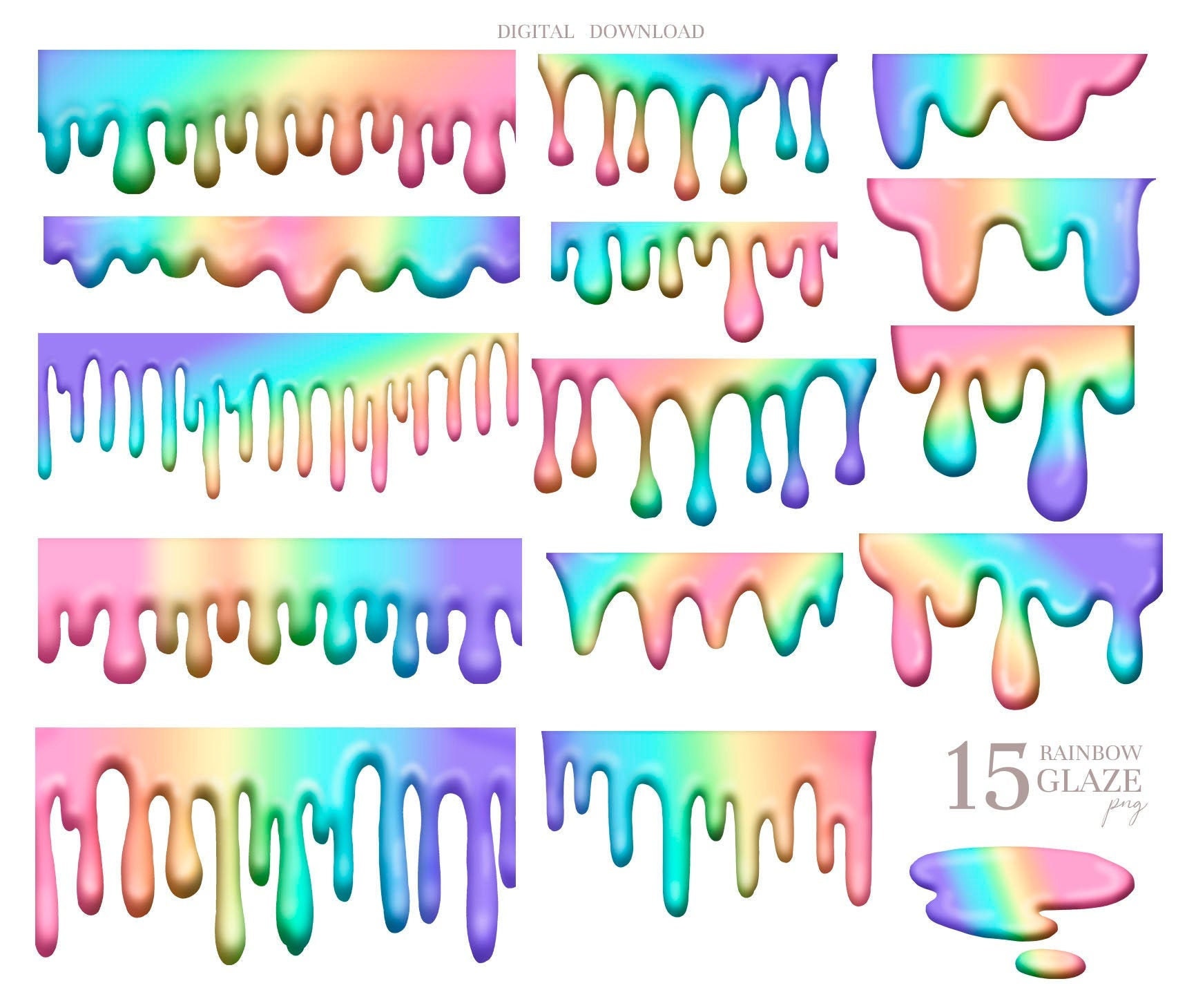 Rainbow Glaze Clipart Ice Cream Drip Png Dripping Paint - Etsy