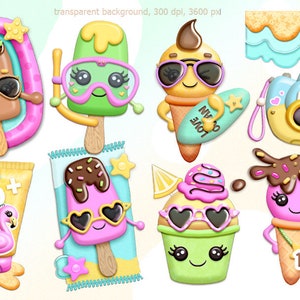 Kawaii Ice Cream Clipart, Popsicle Clip Art, Summer Clip Art, Digital ...