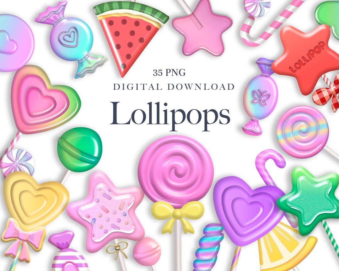 Lollipop Clipart, Candy Land Clipart, Swirl Lollipops Png, DIGITAL ...