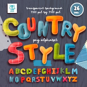 Fabric Letters Clipart, Country Alphabet, Cartoon ABC Png, DIGITAL ...