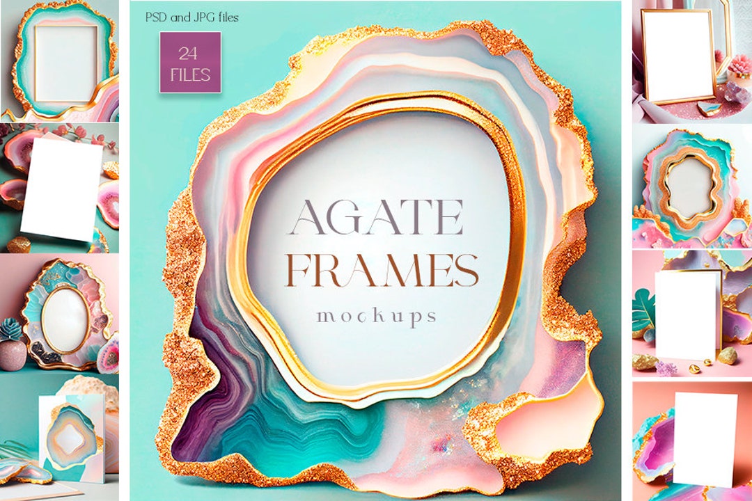Mockup Bundle,agate Slice Frames Mock Ups, Frames Background, Fashion ...