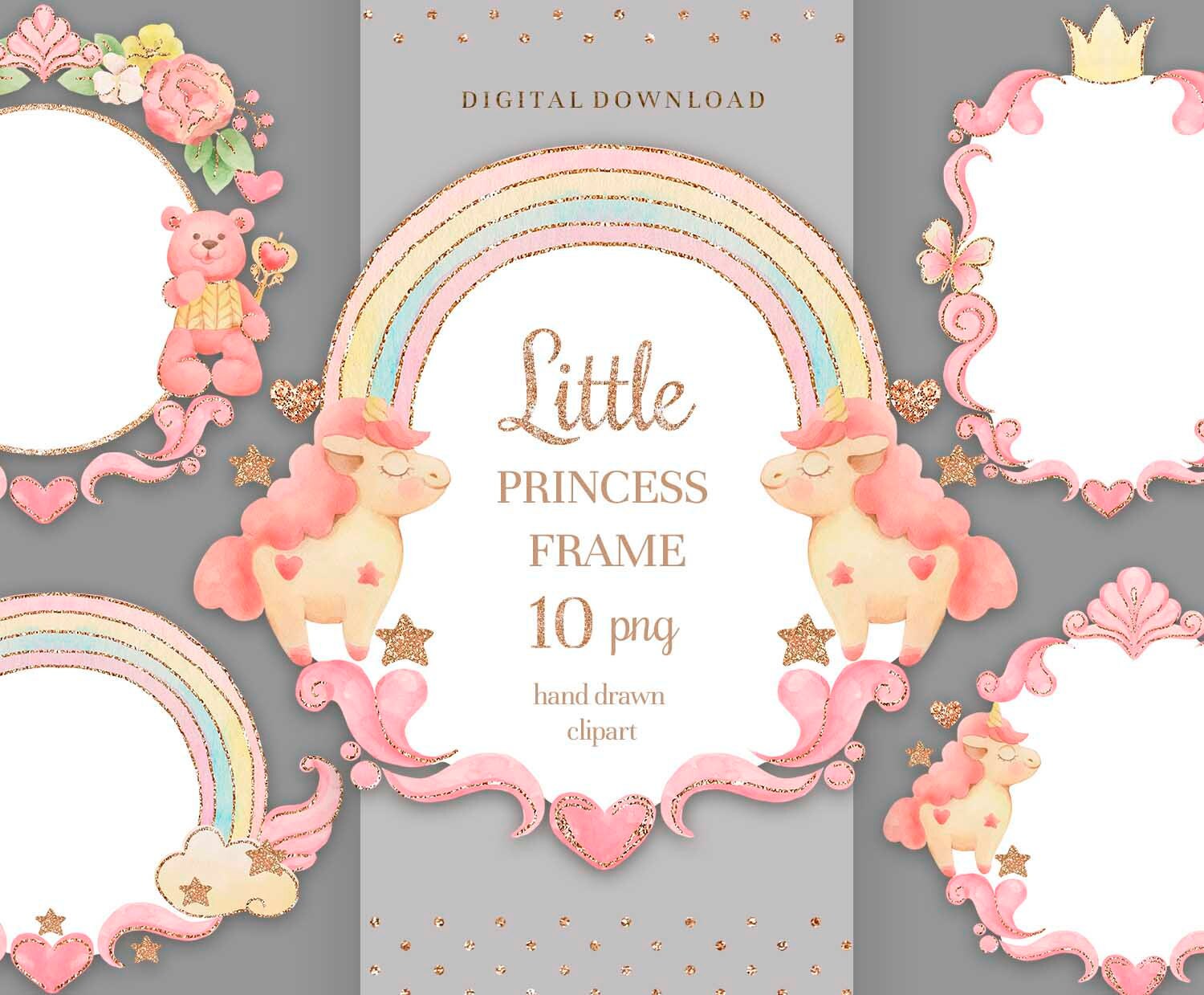 Frame Clipartpink Digital Frames Clip Art Watercolor Rainbow - Etsy