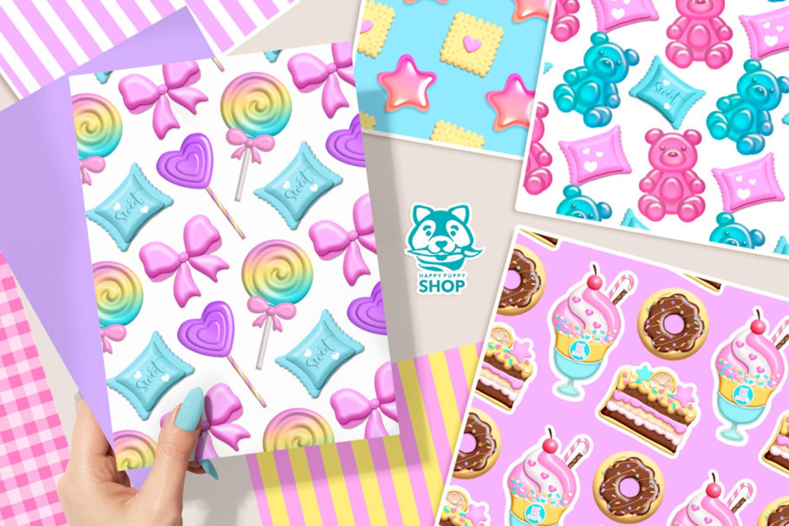 Candy Digital Paper Candyland Clipart Candy Shop Background - Etsy