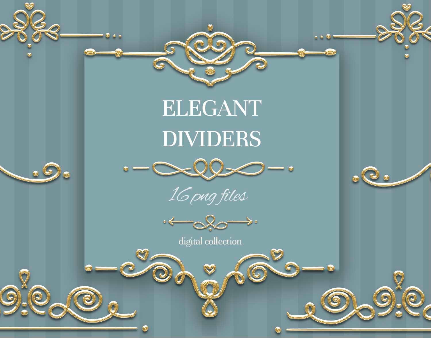 Gold Floral Page Dividers Clipart: Vintage Text Dividers (PNG Digital ...