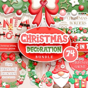 Red Christmas Clipart,christmas Wreath and Border, Christmas Letters ...