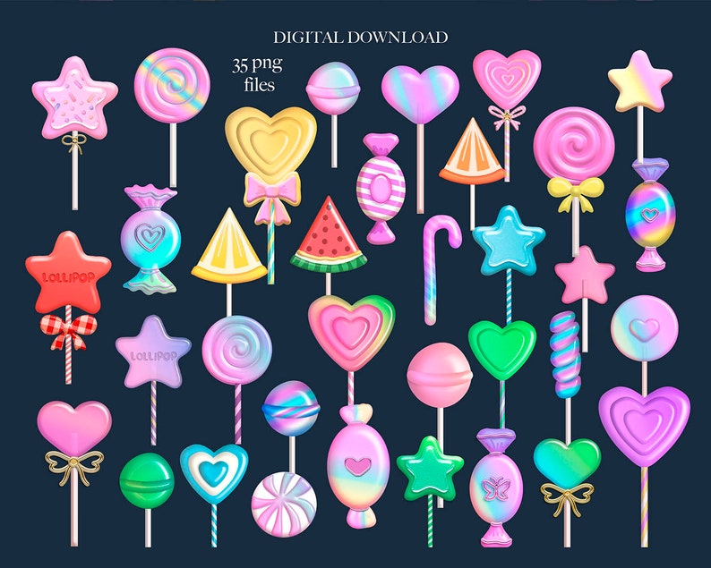 Candy Clipart, Lollipop Png, Sweets Clip Art, DIGITAL DOWNLOAD - Etsy