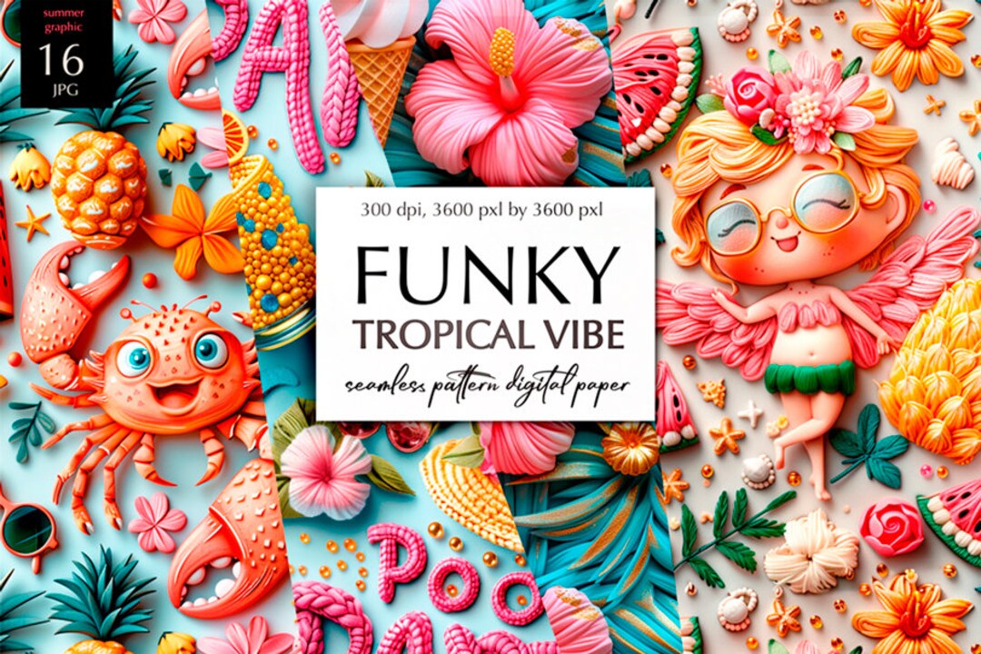 3d Seamless Pattern, Summer Seamless Pattern, Digital Papers, DIGITAL ...