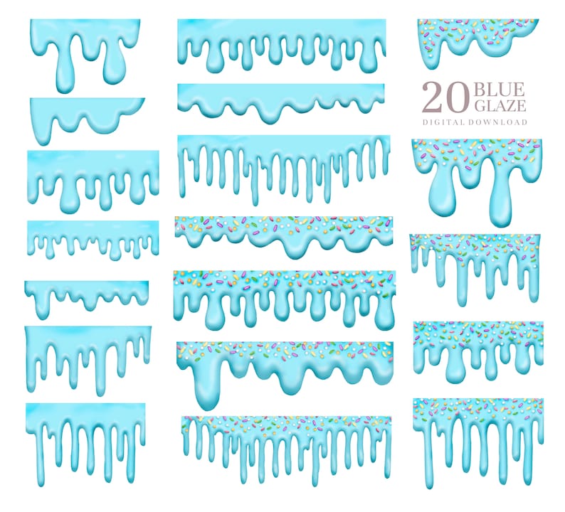 Ice Cream Drip Png Sprinkles Clipart Blue Dripping Border - Etsy