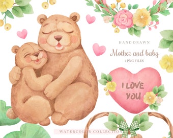Mother and Baby Bear Clipart Mama Bear Wild Cute Animal - Etsy