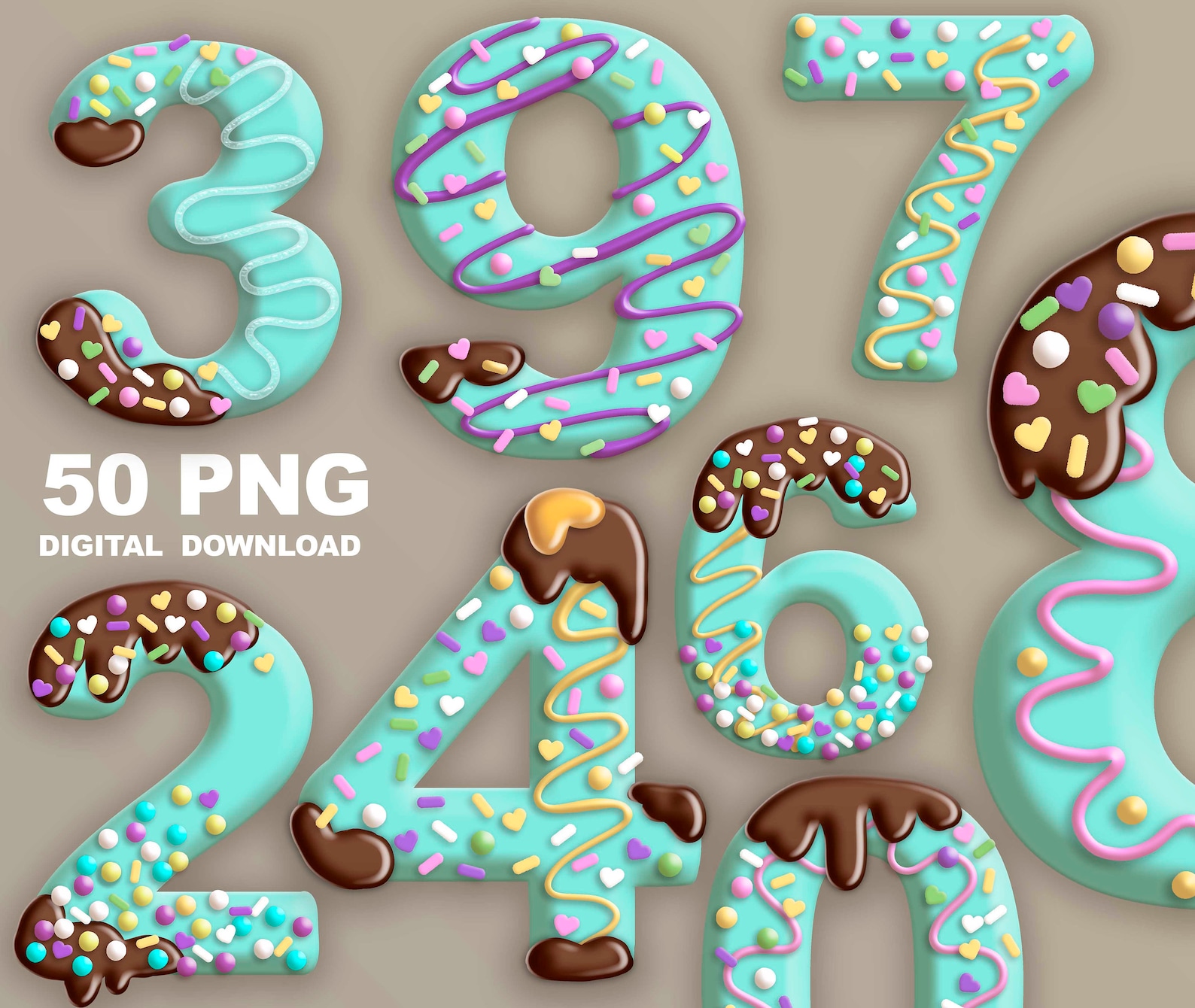 Sweet Numbers Clipart, Sprinkles Clip Art, Dripping Frosting Font ...