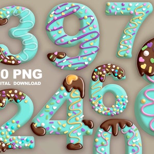 Sweet Numbers Clipart, Sprinkles Clip Art, Dripping Frosting Font ...