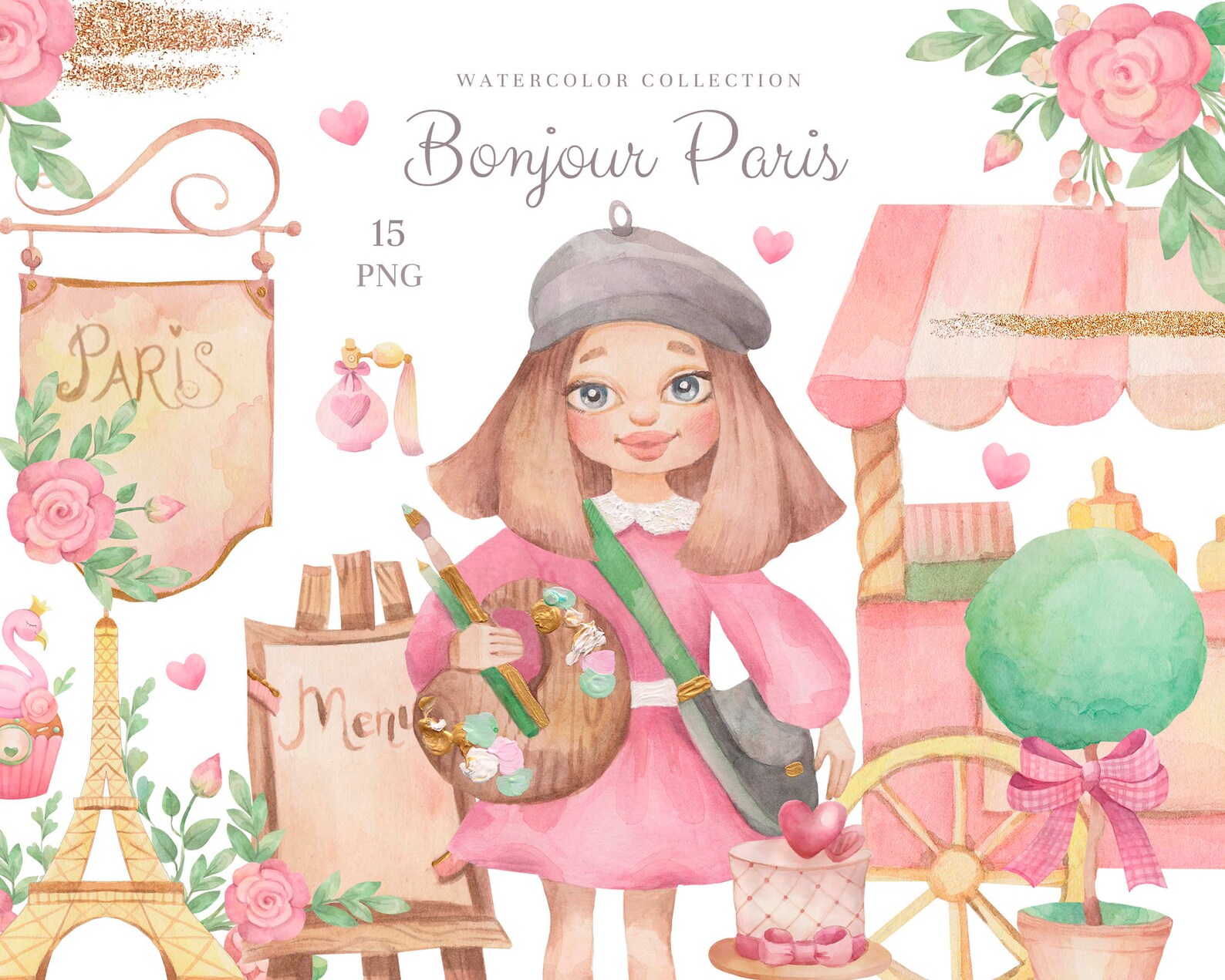 Paris Clipart Paris Digital Scrapbookspring Floral Clipart - Etsy