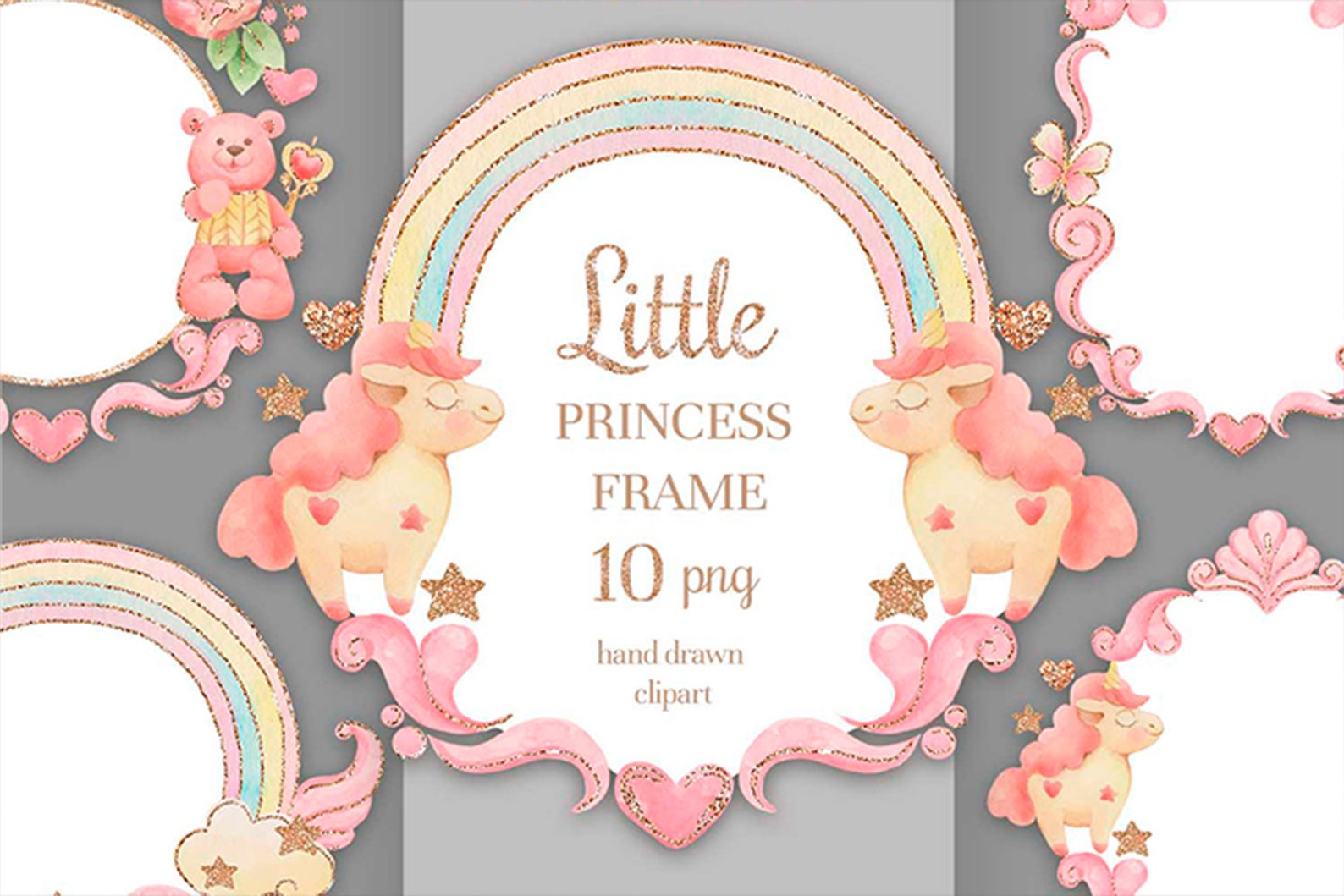 Princess Frame Clipart Floral Frame Png Digital Frames Clip | Etsy