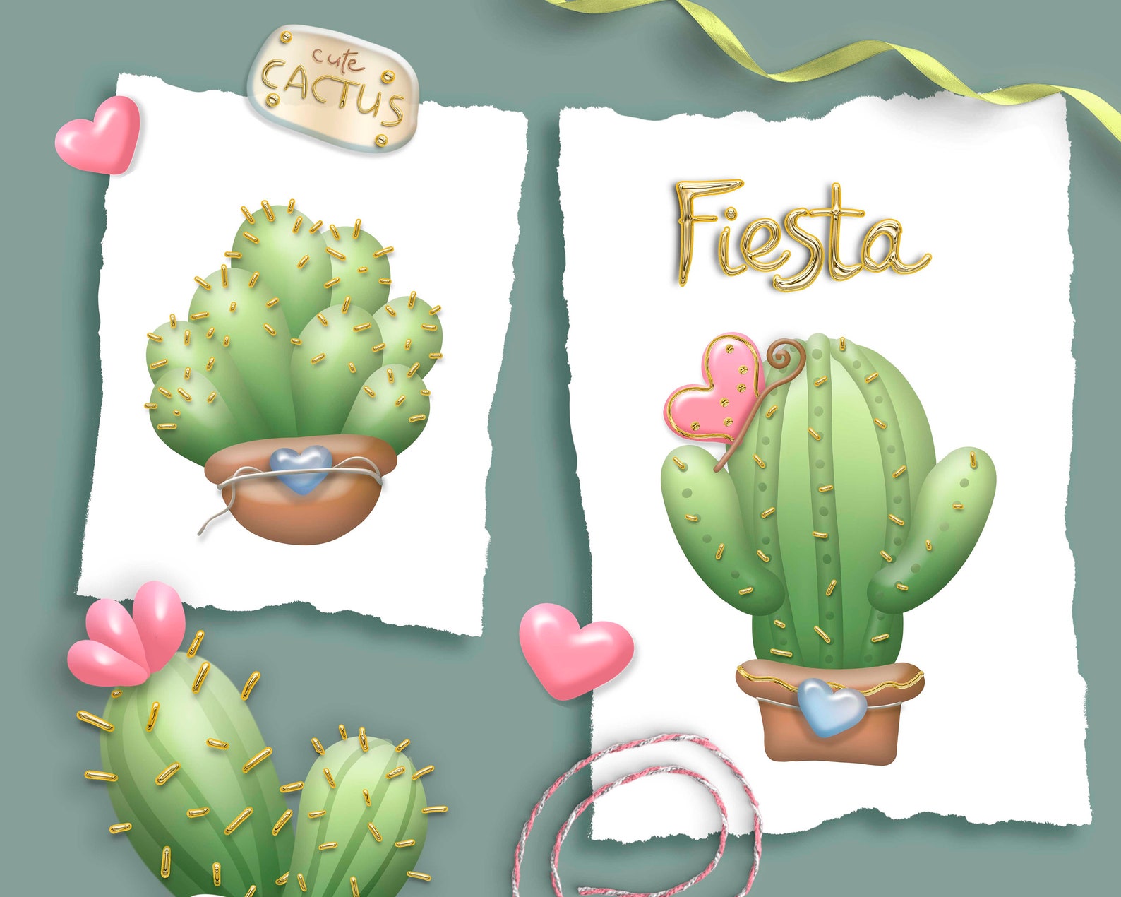 Cactus Clipart Cute Cacti Png Succulent Clipart Digital - Etsy