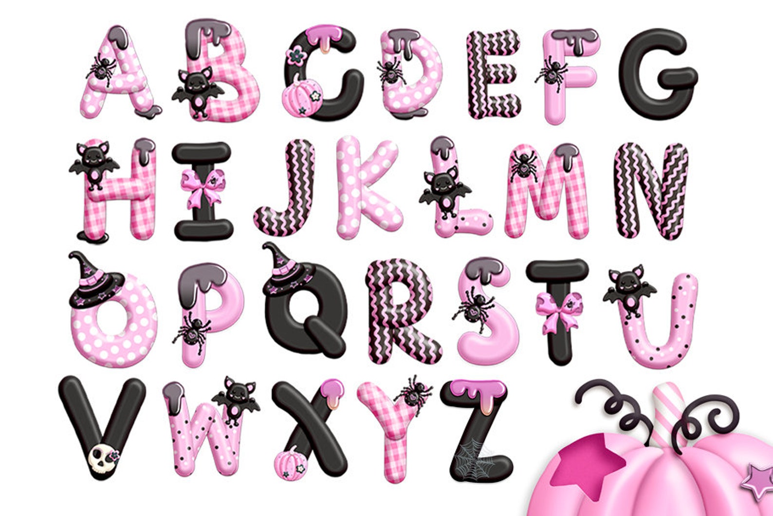 Halloween Clipart, Pink Halloween Png, Halloween Alphabet, Halloween ...
