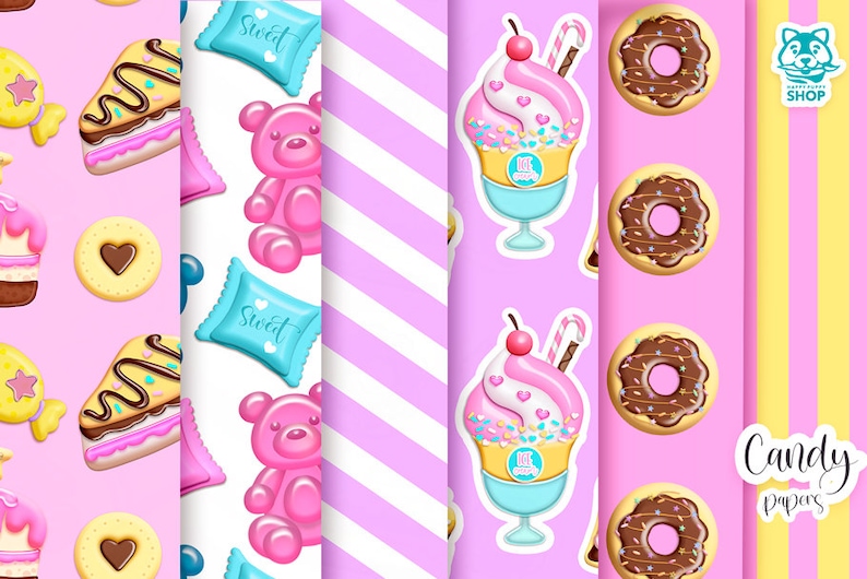 Candy Digital Paper Candyland Clipart Candy Shop Background - Etsy