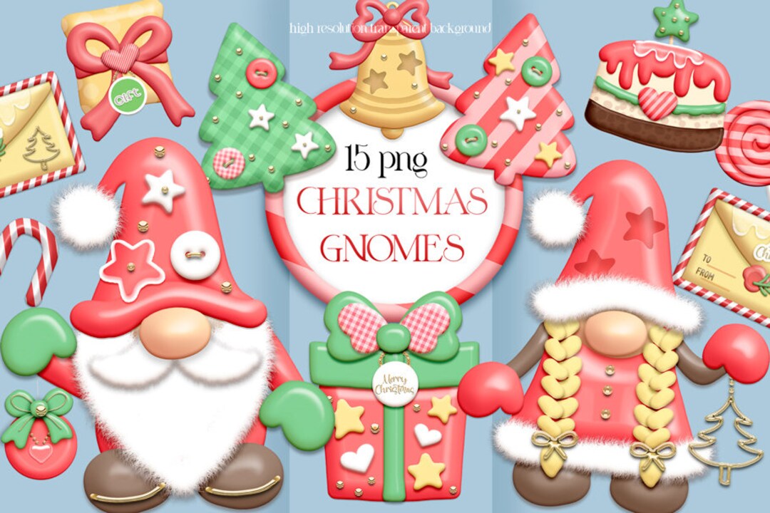 Christmas Gnome Clipart: Holiday PNG Collection (digital Download) - Etsy