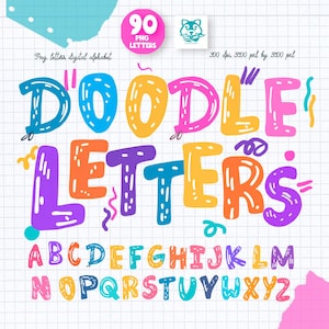 Doodle Letters Clipart, Hand Drawn Alphabet Clipart, DIGITAL DOWNLOAD ...