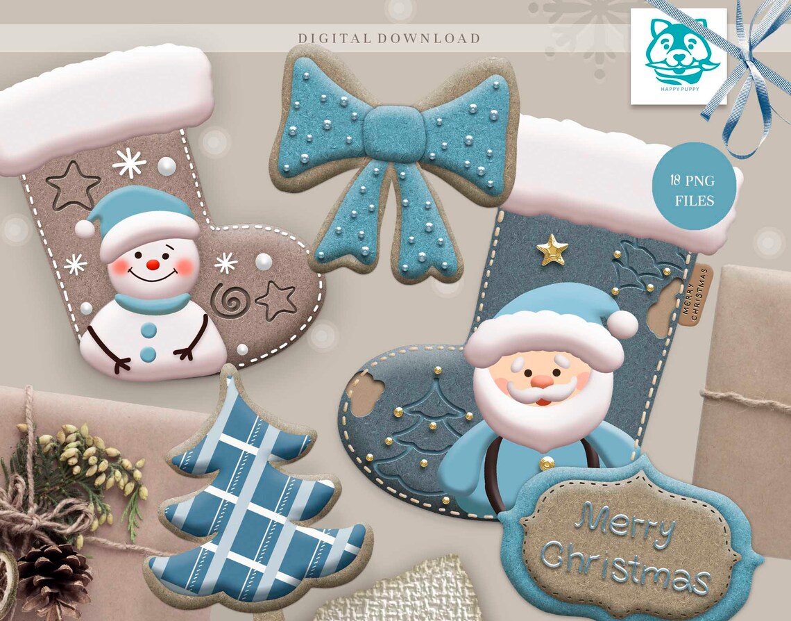 Christmas Clipart Christmas Stocking Clip Art Xmas | Etsy