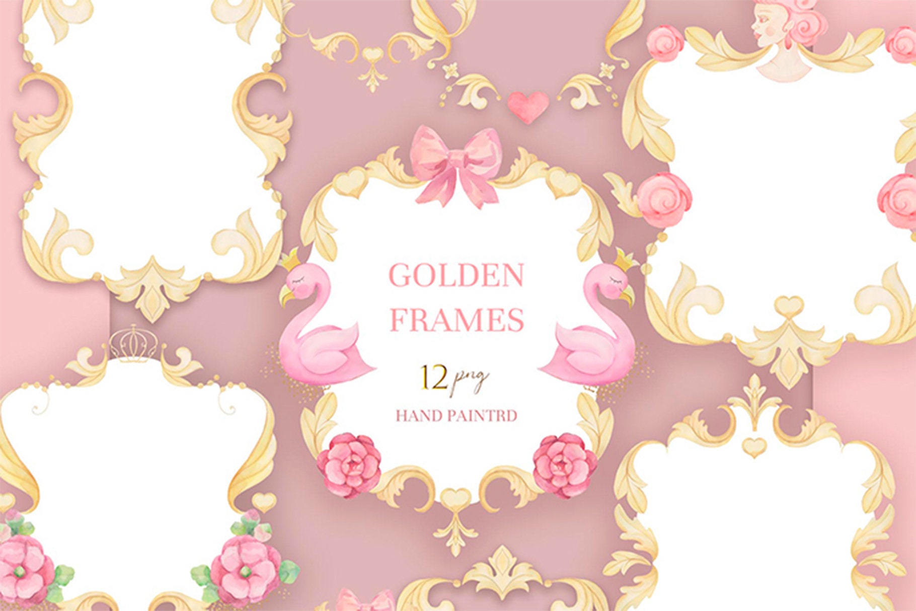 Princess Frame Clipart Floral Frame Png Digital Frames Clip | Etsy