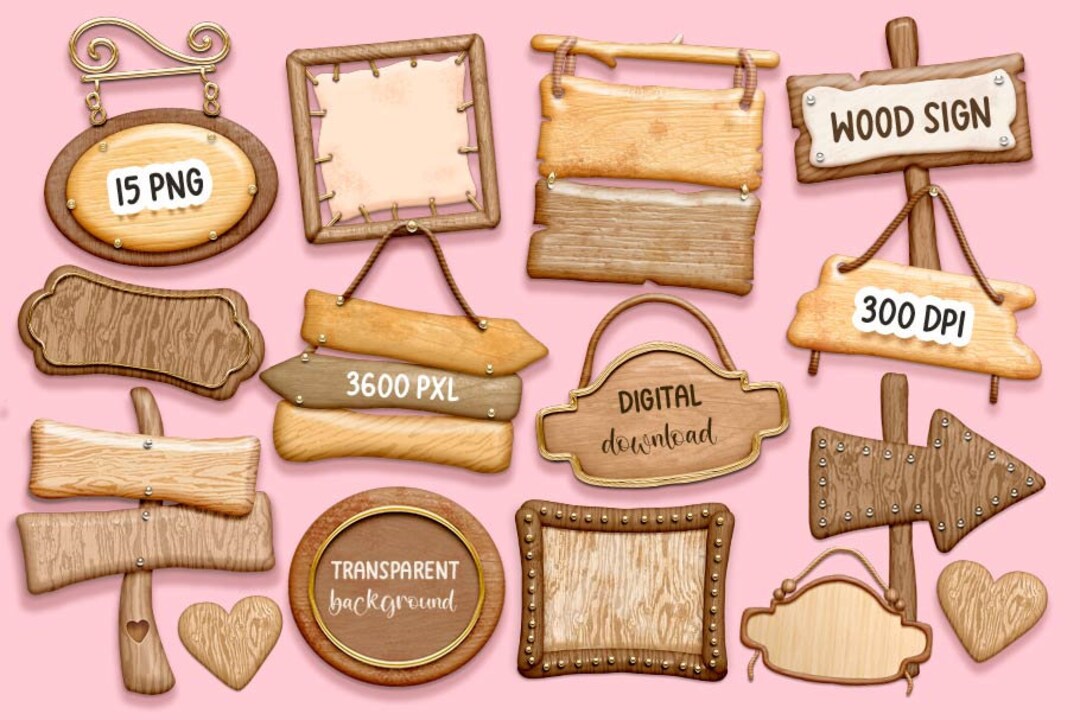 Wood Sign Clipart, Digital Download. - Etsy