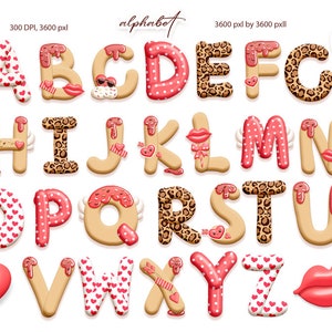 Valentine Cookie Alphabet Clipart: 52 PNG Letters (digital Download) - Etsy