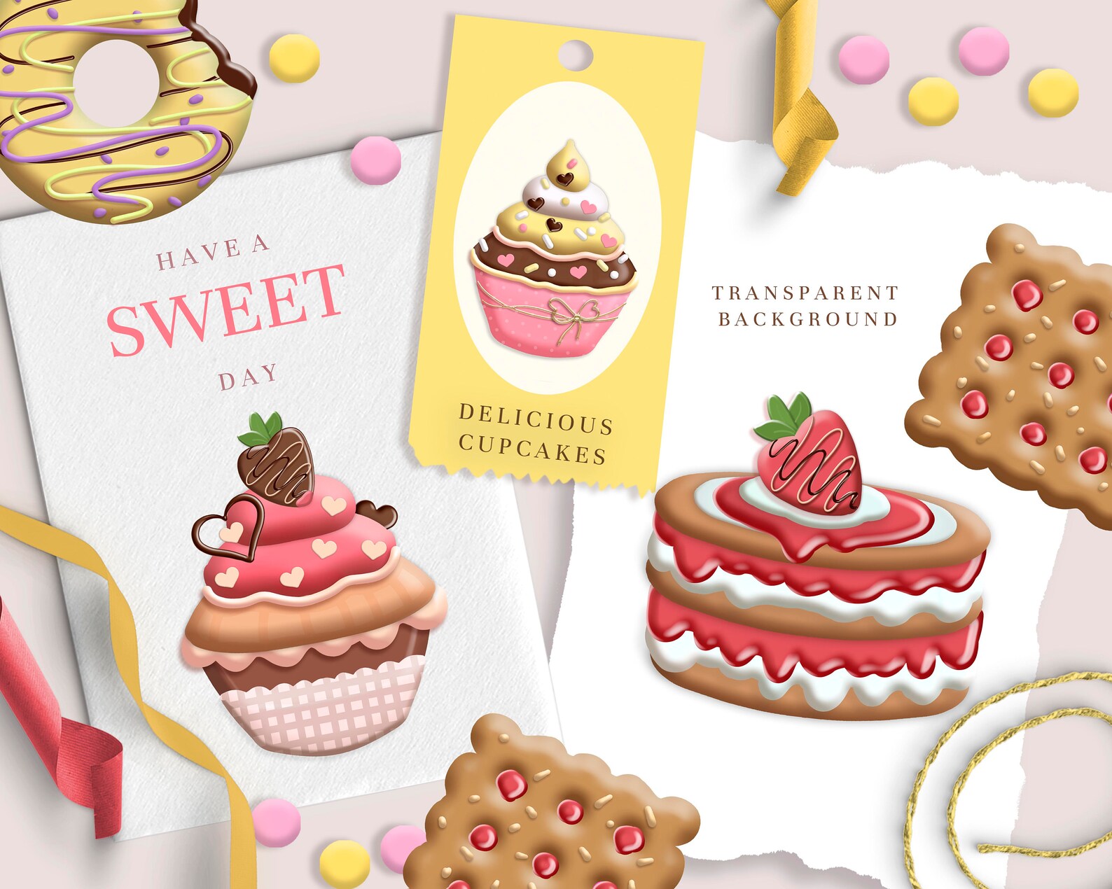 Bakery Clipart Baking Clip Art Donut and Cupcake Png - Etsy Canada