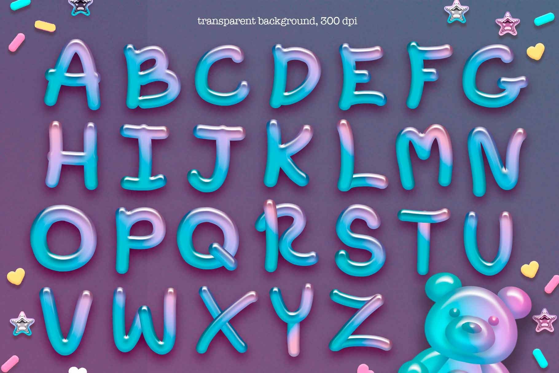 Candyland Letters Clipart, Gummy Bear Letter, Candy Font and Numbers ...