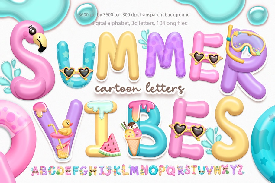 Summer Alphabet, Beach Alphabet Clipart, Digital Download. - Etsy