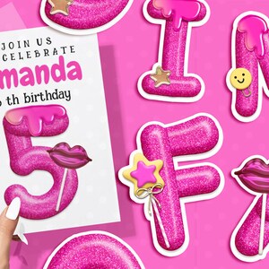 Pink Glitter Letters,pink Doodle Alphabet, Pink Glitter Abc,instant ...