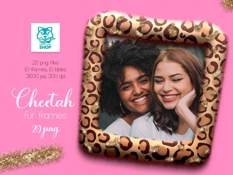 Leopard Frame Clipart Cheetah Frames Png Digital Frame - Etsy