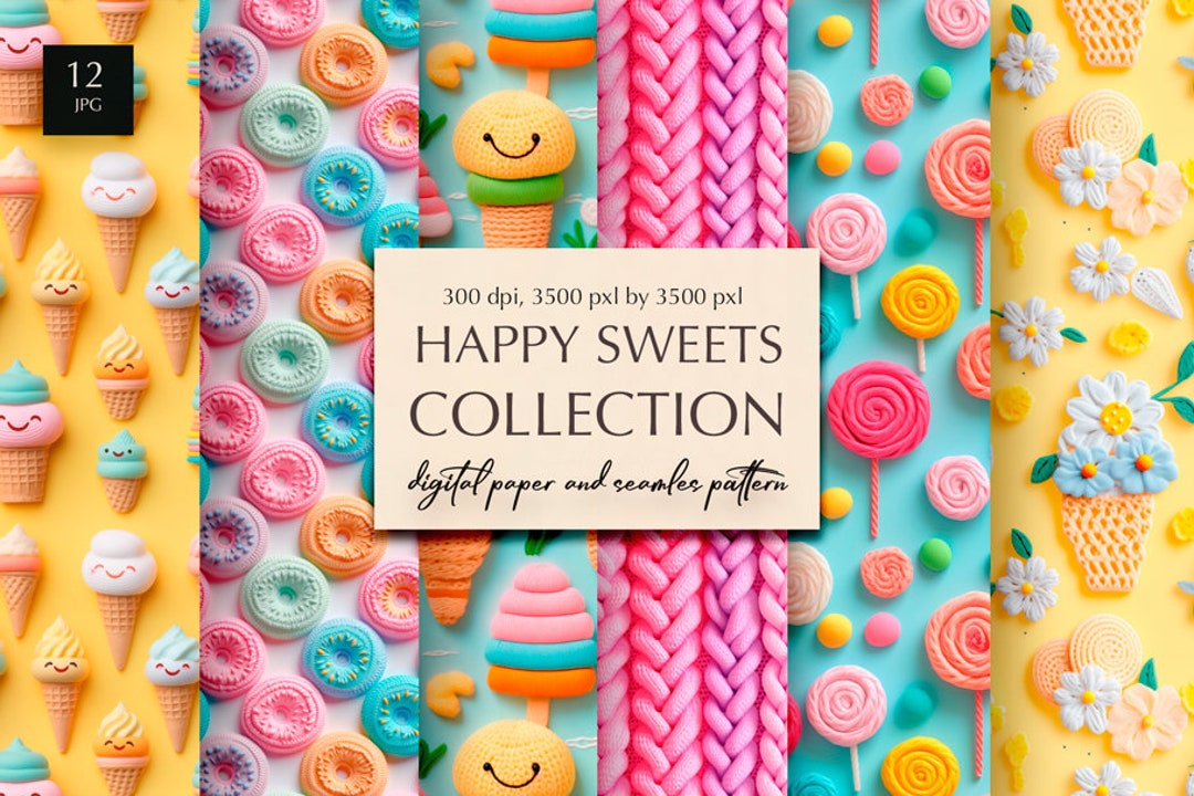 Sweet and Candy Digital Paper, Sweets Seamless Pattern, Ice Cream ...