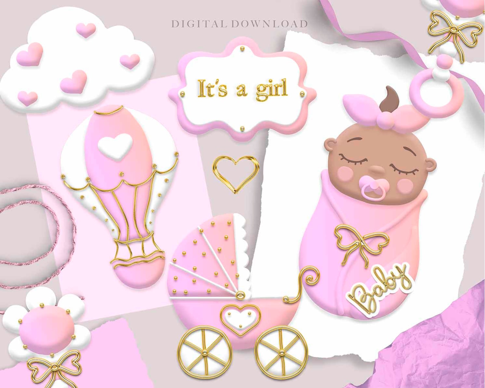 Baby Girl Clipart Baby Shower Clip Art Newborn Girl Png - Etsy