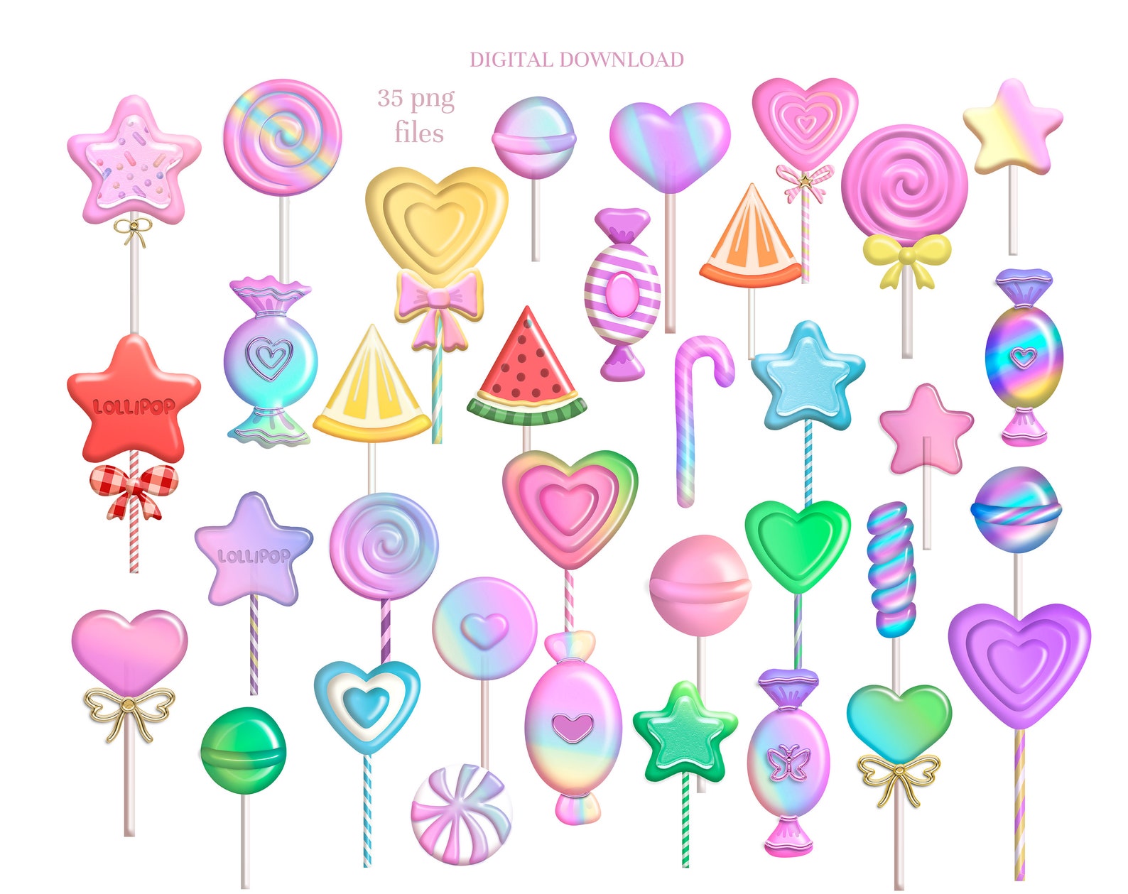 Lollipop Clipart, Candy Land Clipart, Swirl Lollipops Png, DIGITAL ...