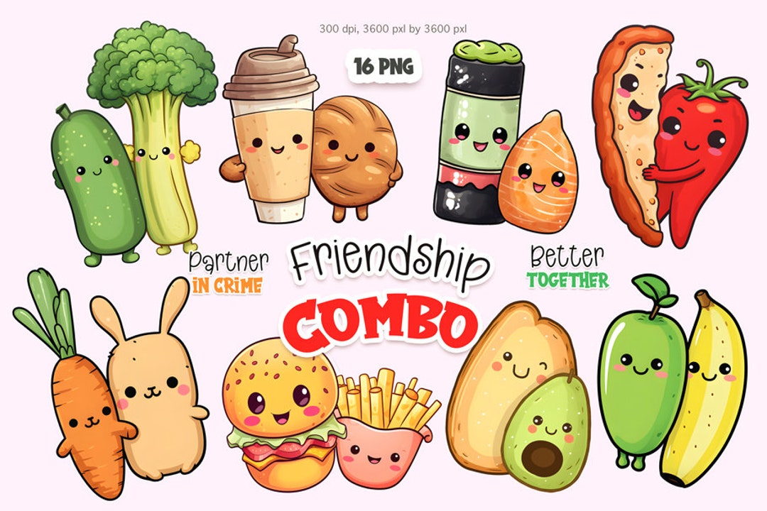 Kawaii Food Clipart, Kawaii Couples Png, Digital Download. - Etsy