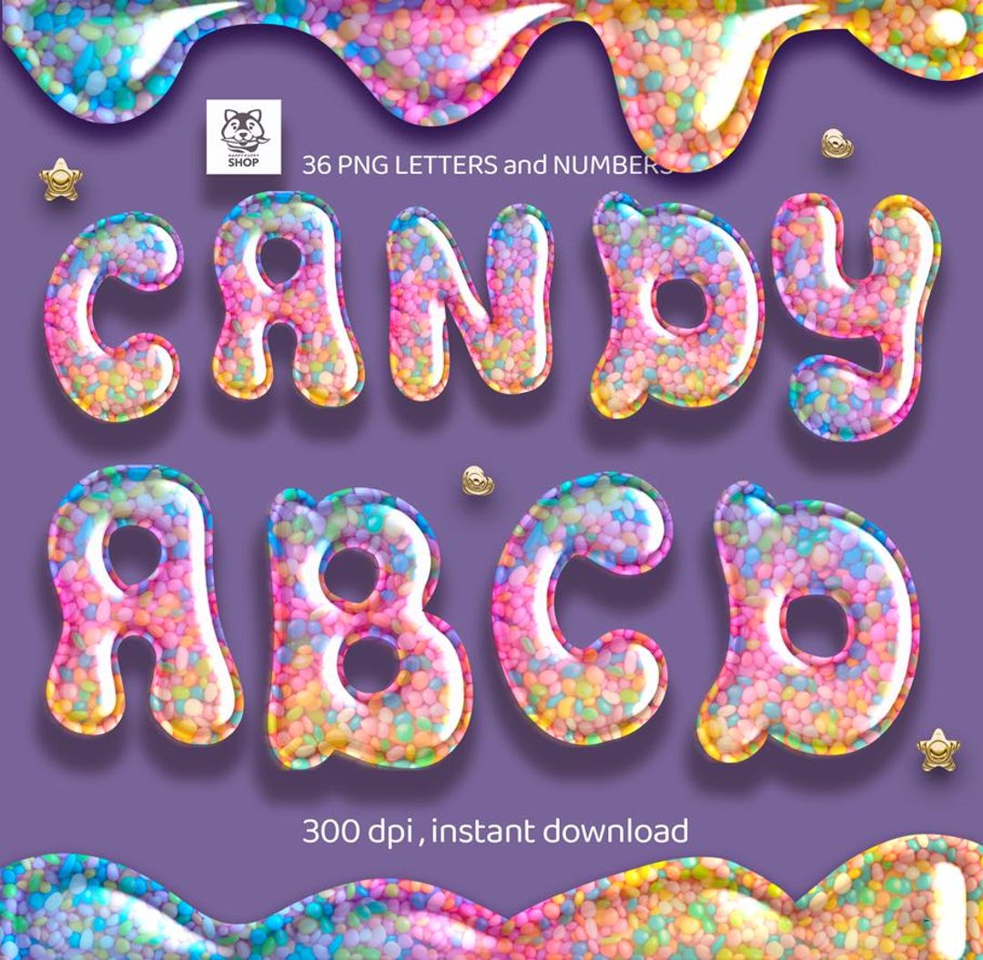 Candy Land Letters Clipart, Sprinkle Alphabet and Sweet Numbers Png ...