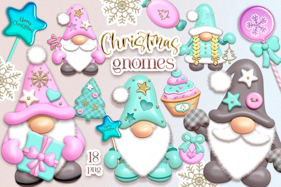 Christmas Gnome Clipart Merry Christmas Png Christmas Gnomes - Etsy