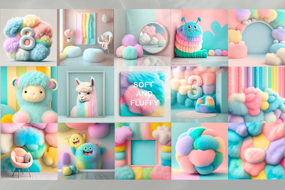 Fluffy Numbers and Funny Frames Kids Background Fur - Etsy