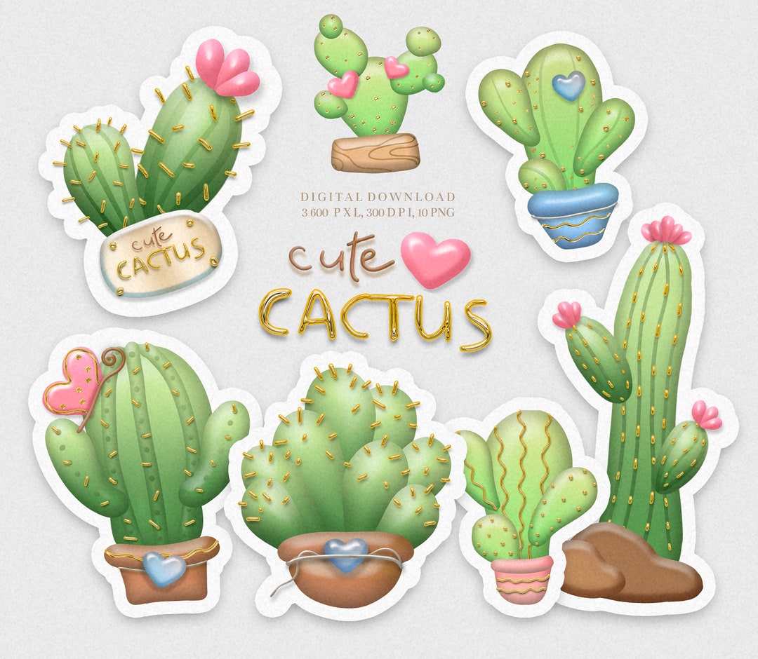 Cactus Png, Cute Cactus Clipart, Succulent Clip Art, Digital Download ...