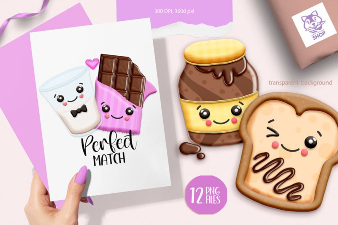 Kawaii Clipart Sweet Coupe Png Coffee and Donut Chocolate - Etsy