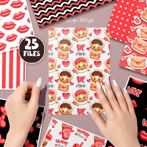 Valentine Clipart, Valentines Digital Paper Pack, Digital Download - Etsy