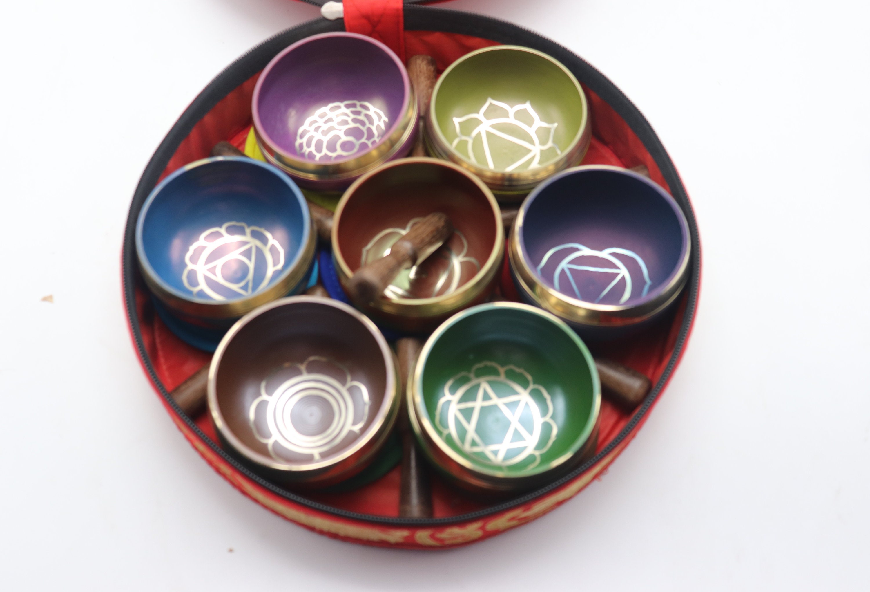 Set of Seven Singing Bowls-seven Chakra Symbols Set - Etsy
