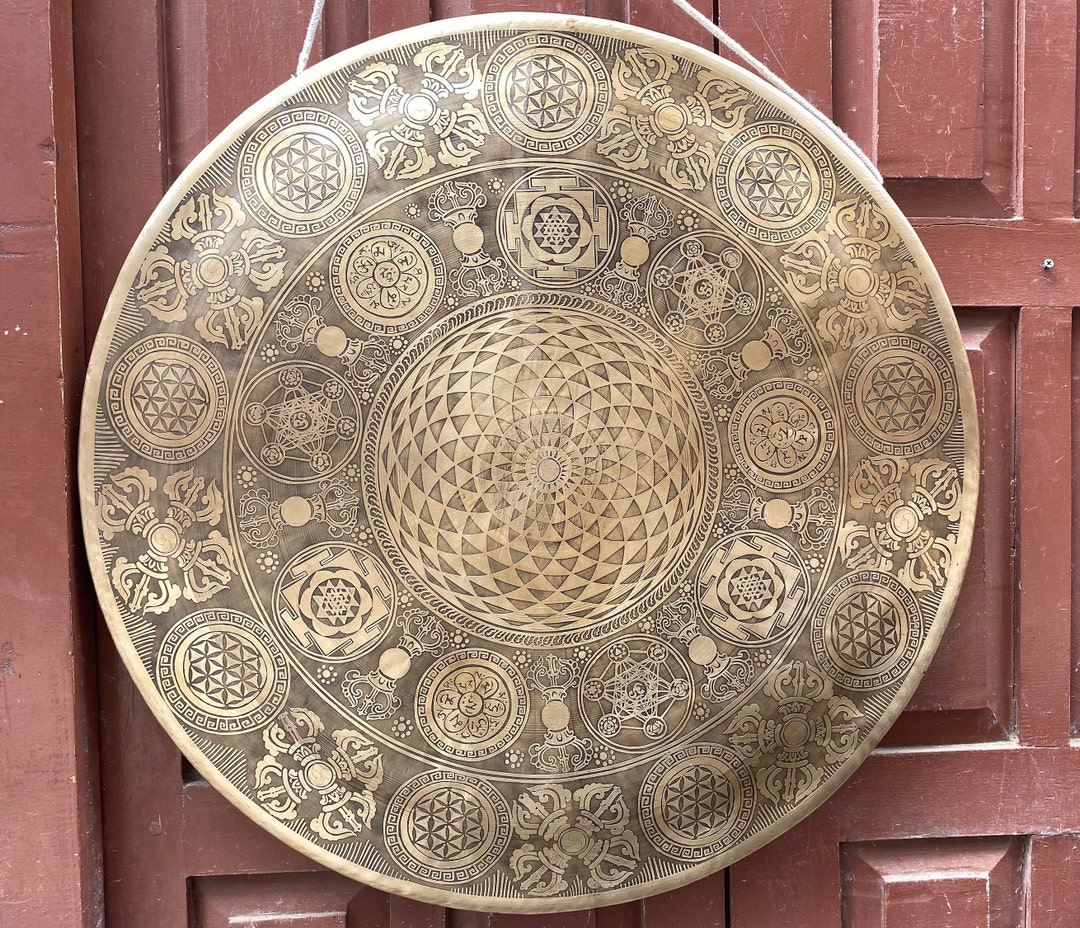 Extra Large Gong-healing Variation Rituals Engraved-temple Gong-best ...