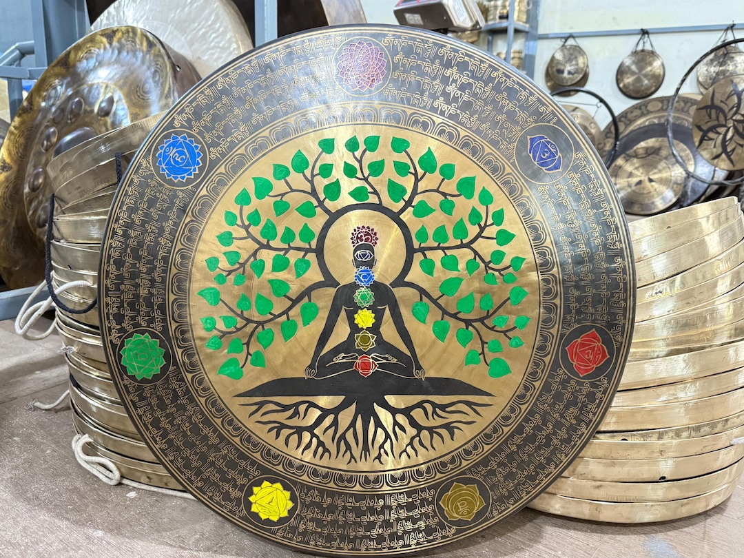 Seven Chakra Yantra Mandala Gong – Handcrafted Tibetan Gong in 7 Sacred ...